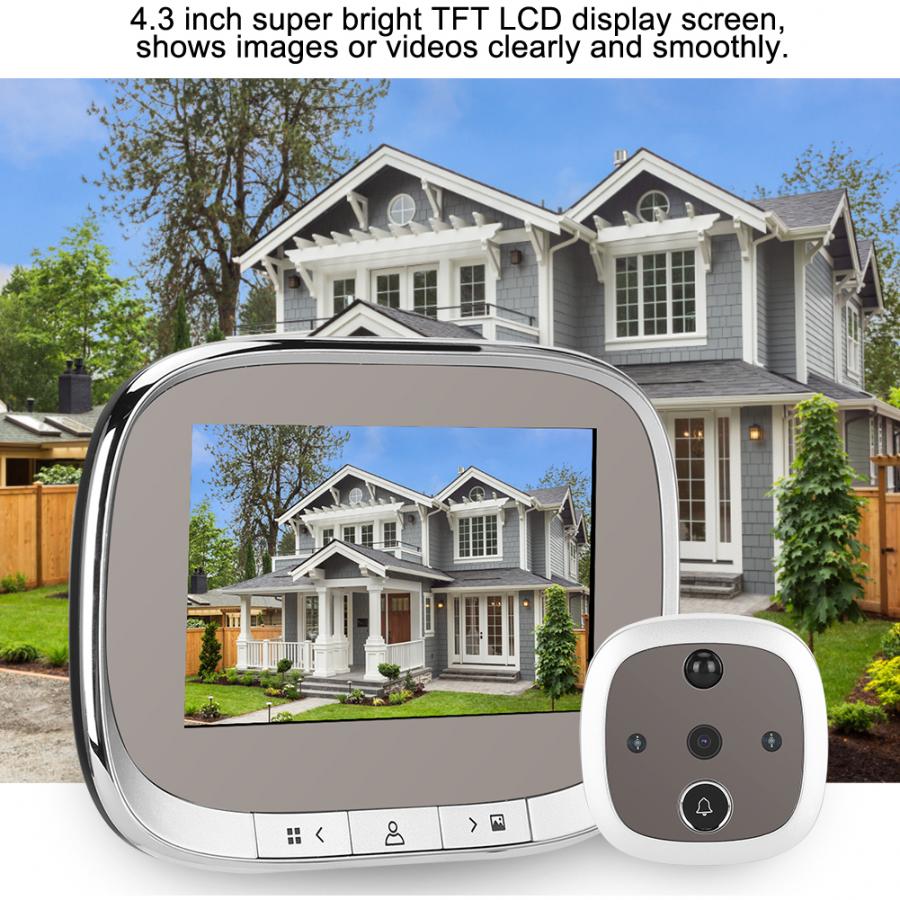 4.3 inch 720P Smart Door Viewer Screen Display Doorbell Security Motion ...