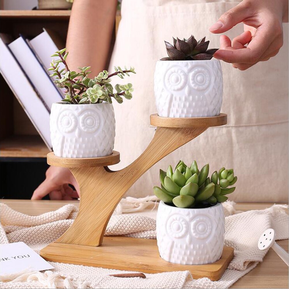 Modern Bamboo Wood Flower Pot Holder Durable Plant... – Grandado