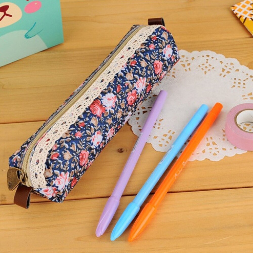 Canvas Pencil Bags Cute Flower Floral Pen Statione... – Vicedeal
