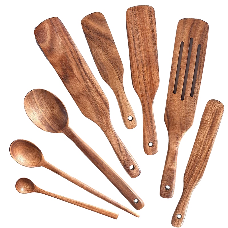 Wooden Spurtle Set,Wooden Spoons for Cooking, Wood... – Vicedeal