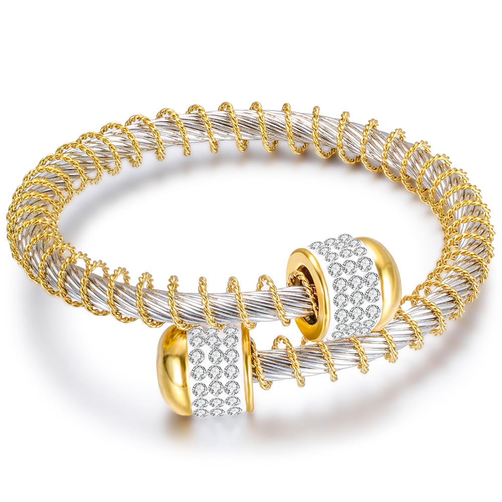 Adjustable Two Colors Women Bracelet Stainless Ste... – Grandado