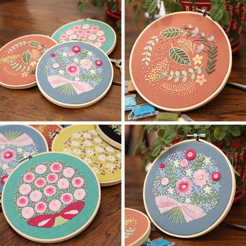 DIY Embroidery Needlework Kits Flowers Pattern Cro... – Grandado