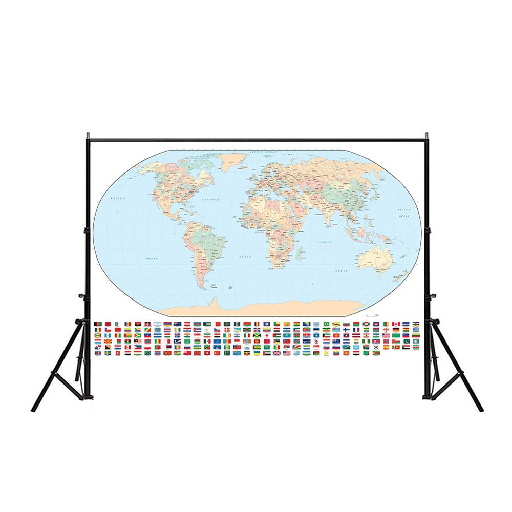 150x100cm Regular World Map Non-woven Inkjet Map With National Flags ...