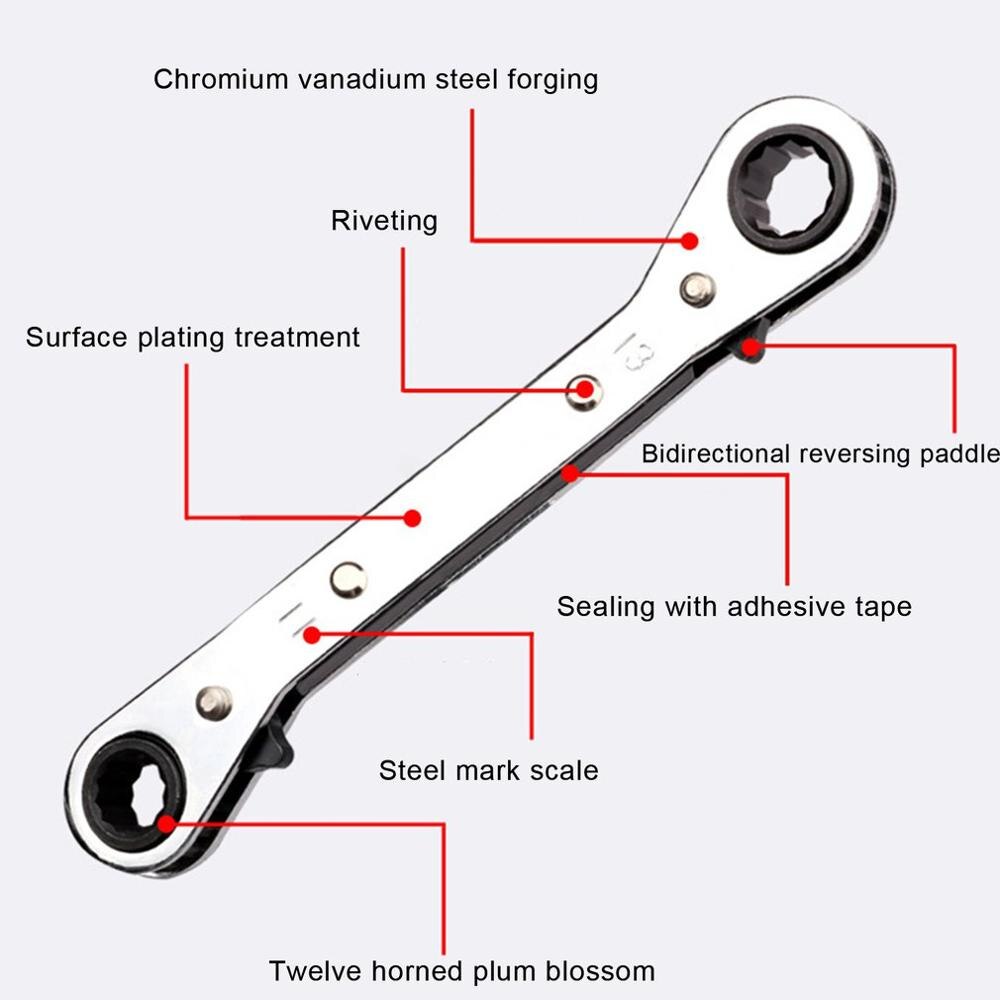5pcs/set Curved Double Head Ratchet Reversible Rat... – Vicedeal