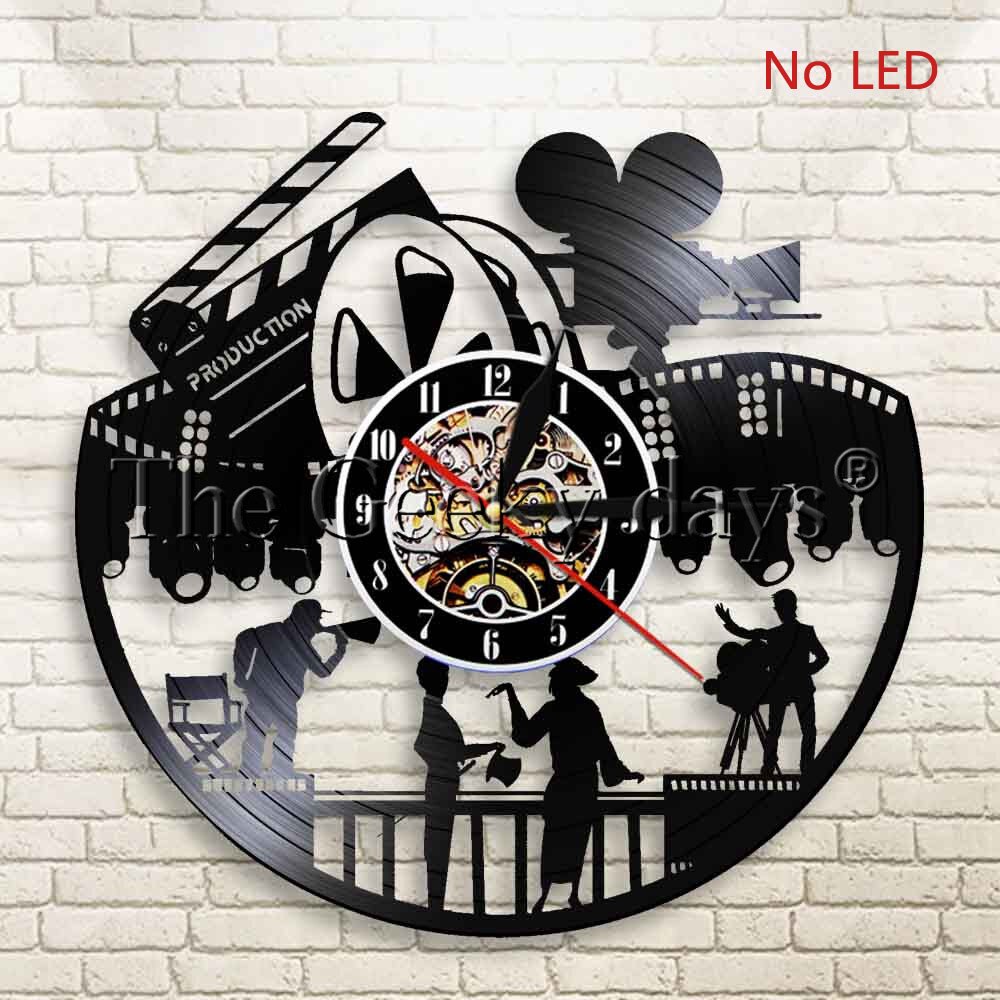 Movie Night Vinyl Record Wall Clock Modern Reels T... – Vicedeal