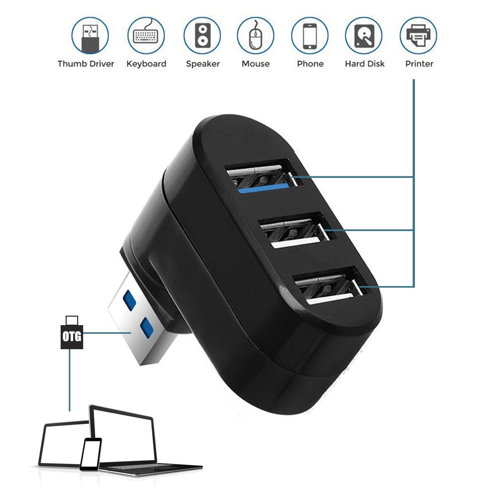 3 puertos USB HUB 2,0 + 3,0 divisor USB adaptador ... – Grandado