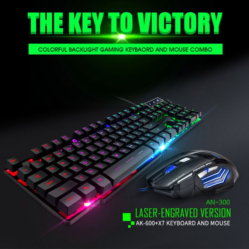 USB Wired Gaming Keyboard and Mouse Set 104 Keys B... – Grandado