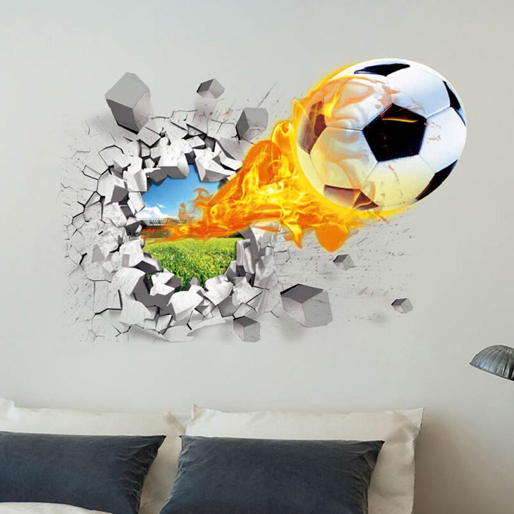 1pc Modern 3D Football Break Removable Wall Sticke... – Grandado