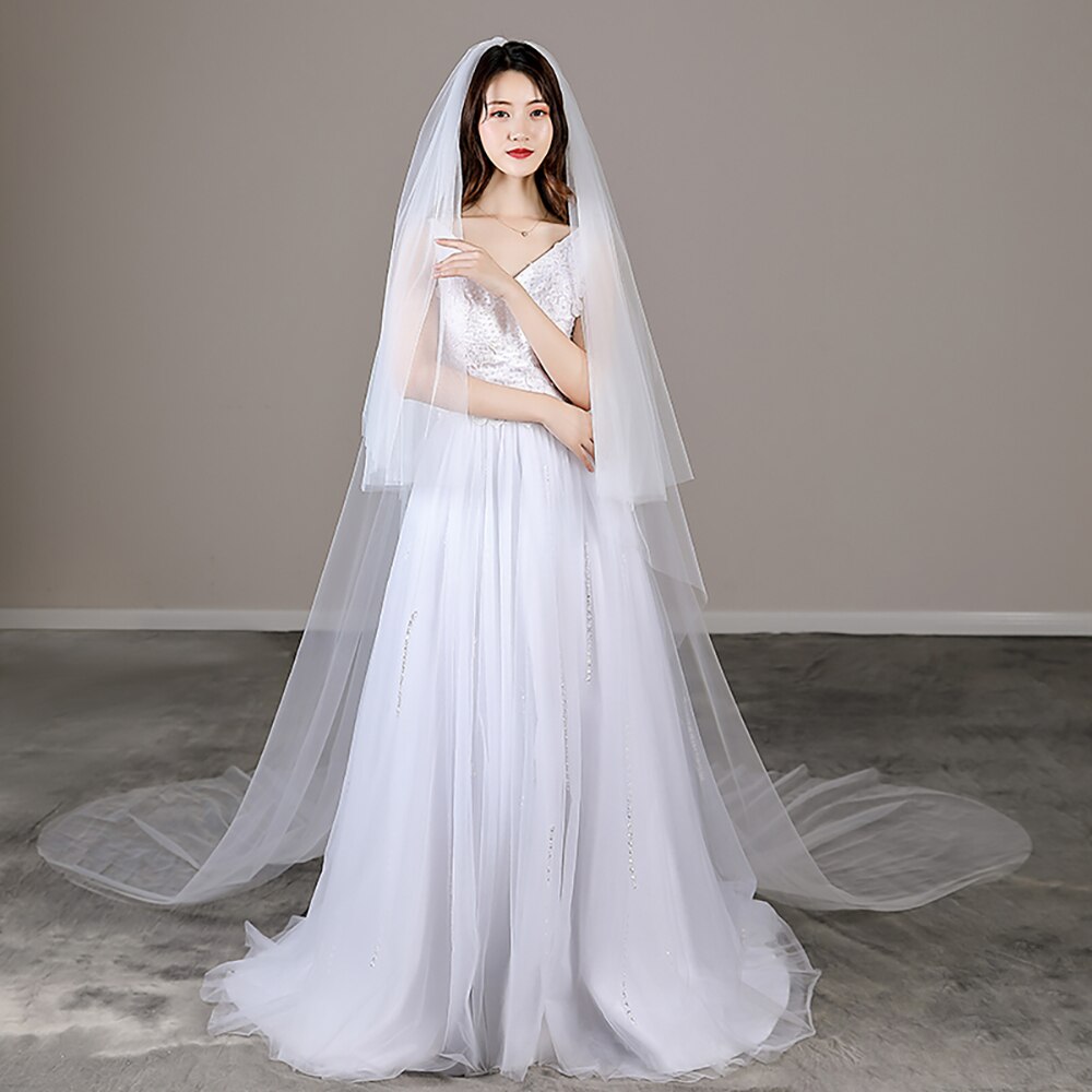 Molans Double layer Long Bridal Wedding Veil 0.8M ... – Grandado