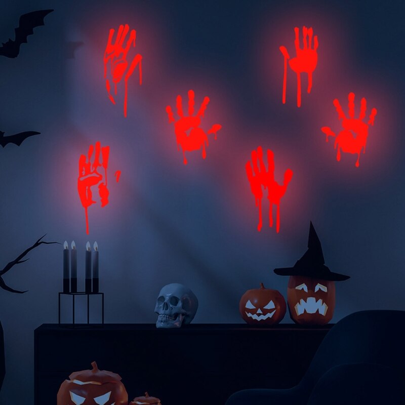 Halloween Luminous Bloody Handprint Footprint Wall... – Vicedeal