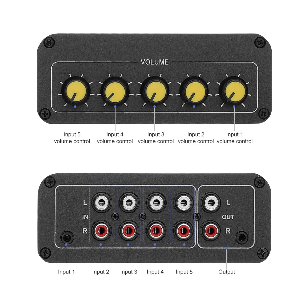 AIYIMA Stereo Audio Mixer Distributor 5 Input 1 Ou... – Grandado