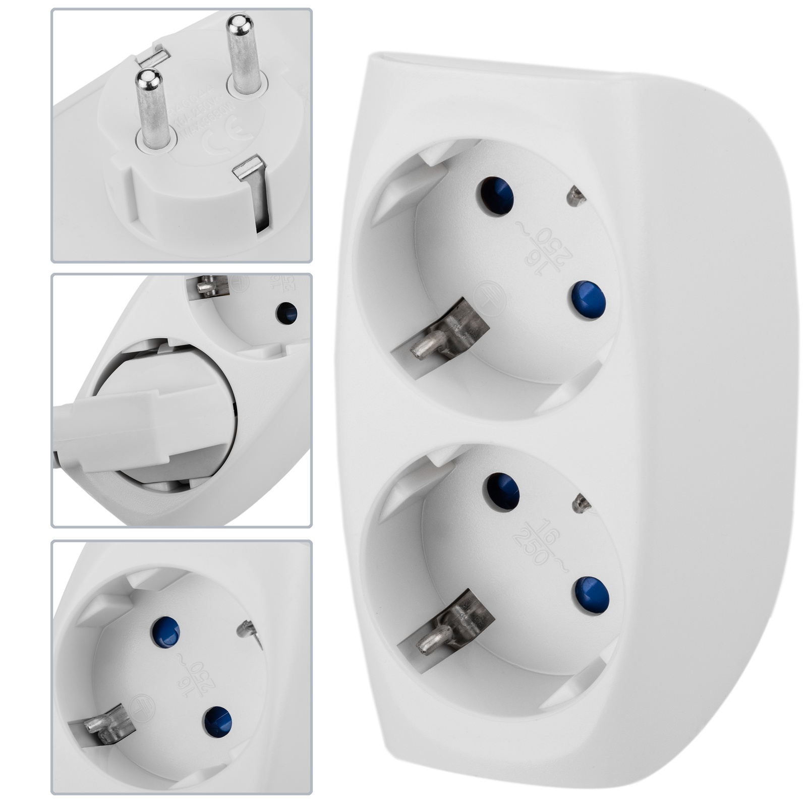 BeMatik-multiplier plug adapter schuko double whit... – Vicedeal