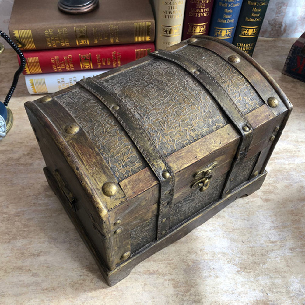 Retro Wooden Pirate Treasure Chest Box Gem Jewelry... – Vicedeal