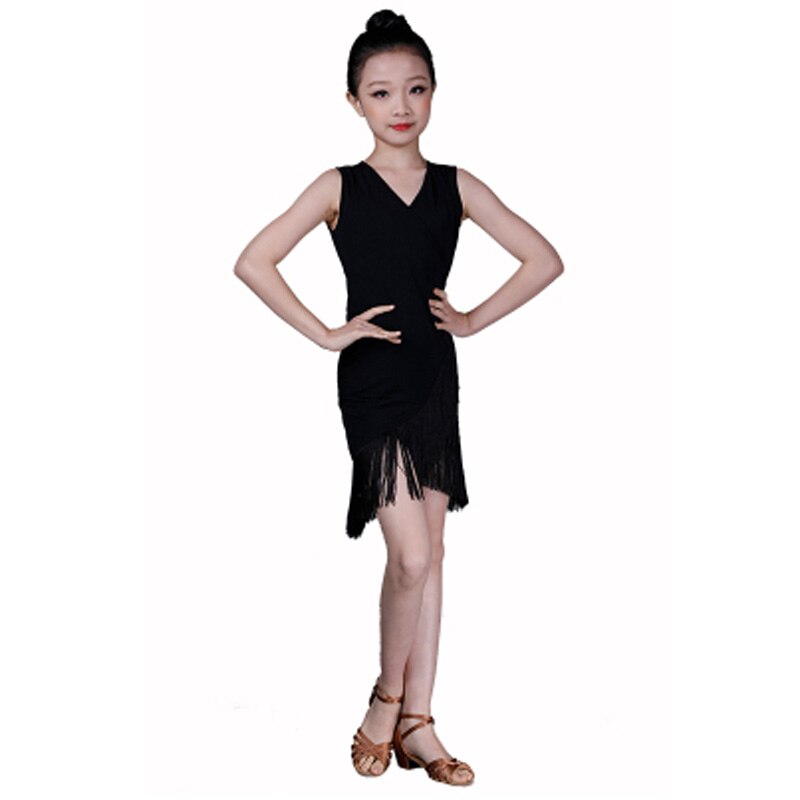 Vestido de baile latino con flecos para mujer y ni... – Grandado