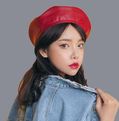 Ozyc vilten pu leren baret hoed dames pet dames mu... – Vicedeal