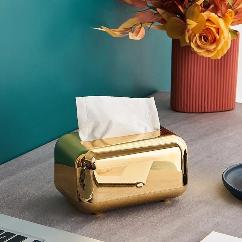 Luxury Golden Tissue Boxes Storage Napkin Holder P... – Vicedeal