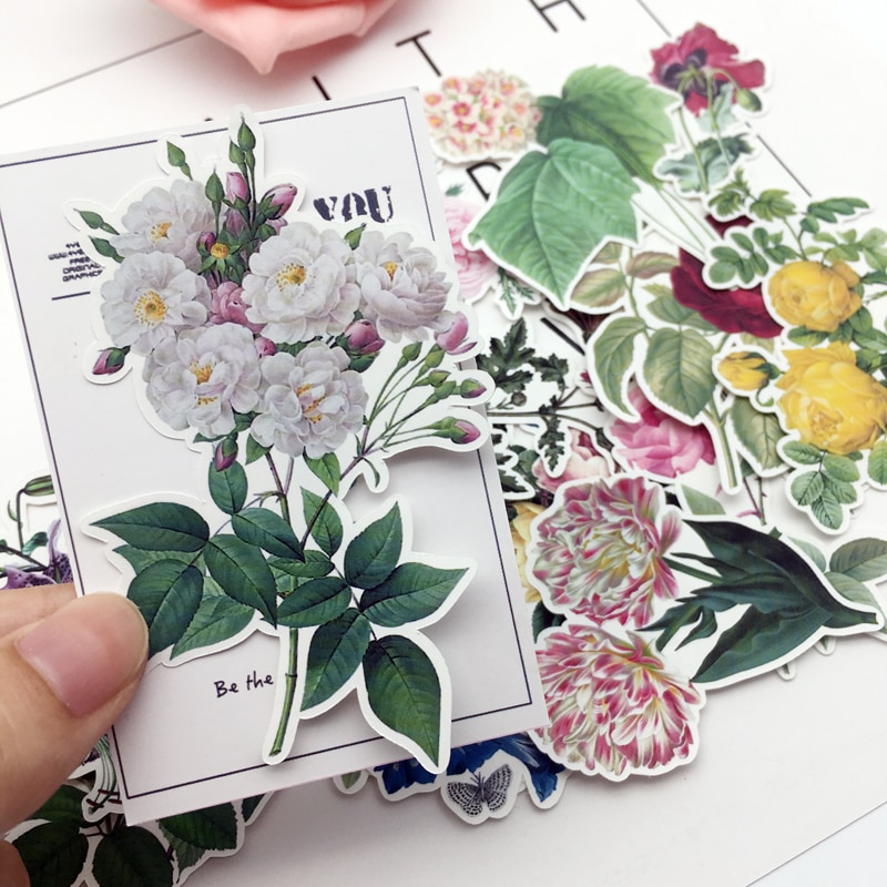 15pcs Hand Drawing Watercolor Retro big flower sti... – Grandado