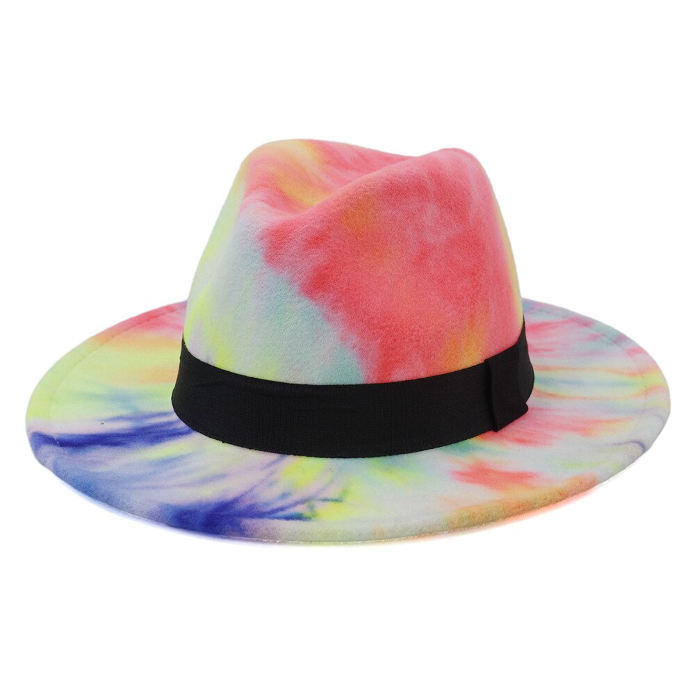 FS Winter British Style Tie-dye Wool Jazz Top Hat ... – Grandado