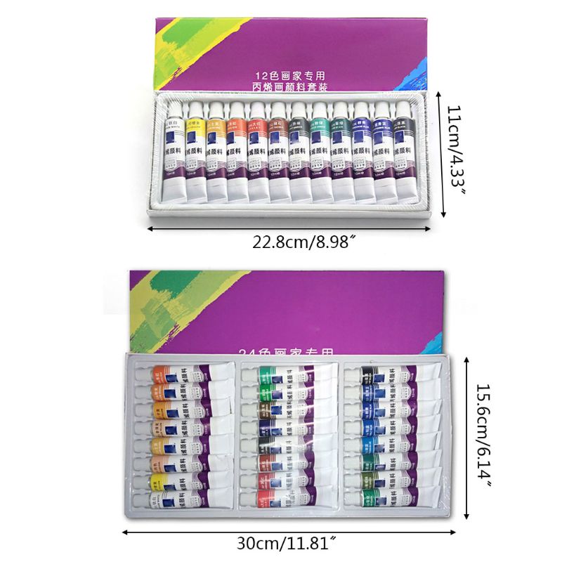 12ml 12/24 Color Acrylic Paints Set Hand Painted W... – Grandado