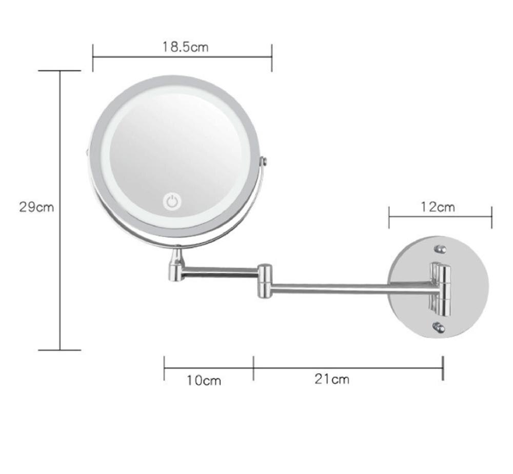 LED Make up Mirror With Light Silver Round Extendi... – Vicedeal