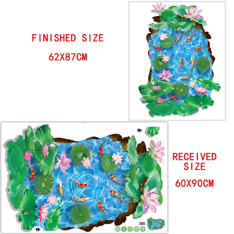 3D Lotus Pond Fish Floor Stickers Waterproof Bathr... – Grandado