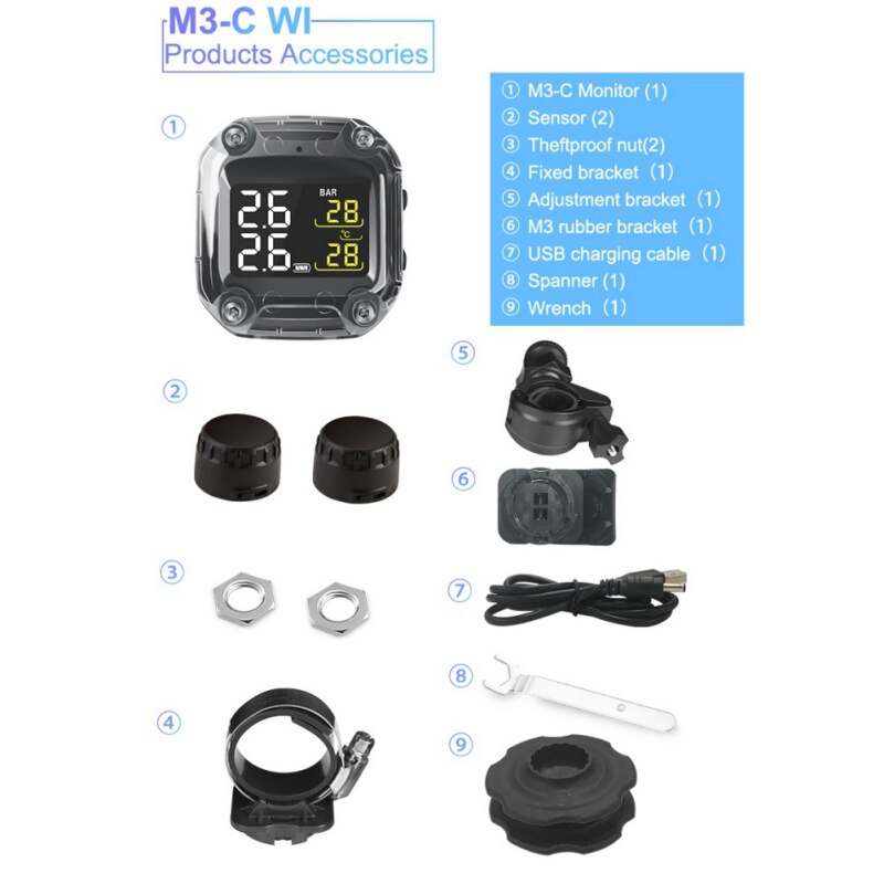 Motorfiets TPMS Smart Bandenspanningscontrolesyste... – Grandado
