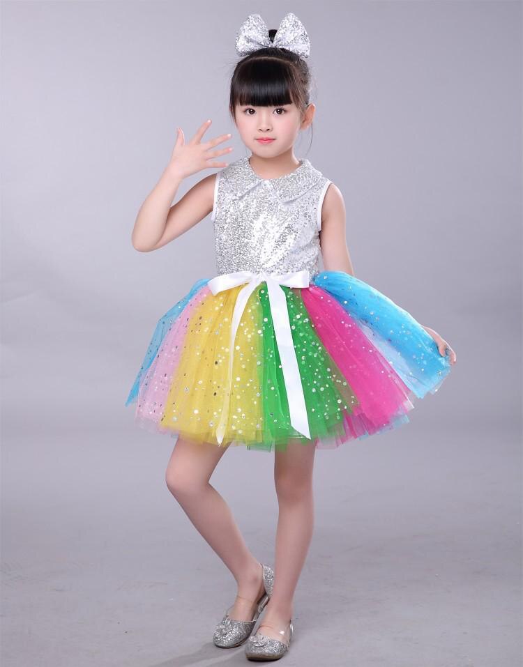 Girl Tutu Modern Dance Costume Children Sequin Jaz... – Vicedeal
