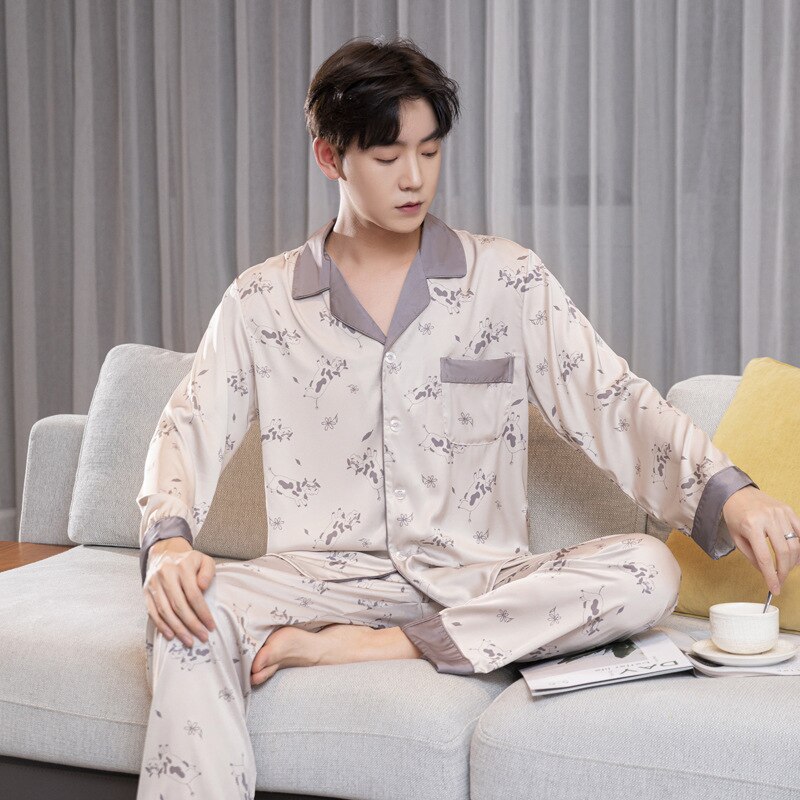 Voorjaar Mannen Pyjama Pak Plus Size Casual Ice Zi... – Grandado