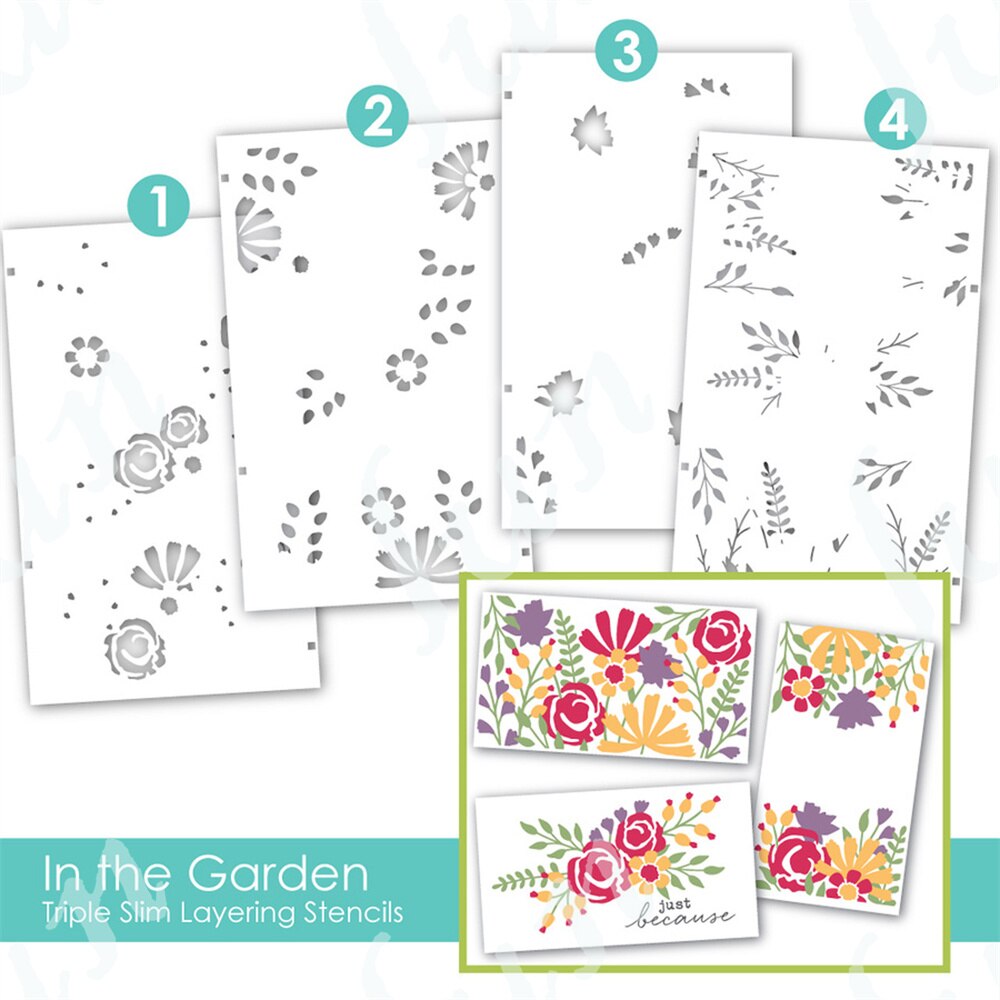 Spring Flowers Garden Triple Slim Layering Stencil... – Grandado