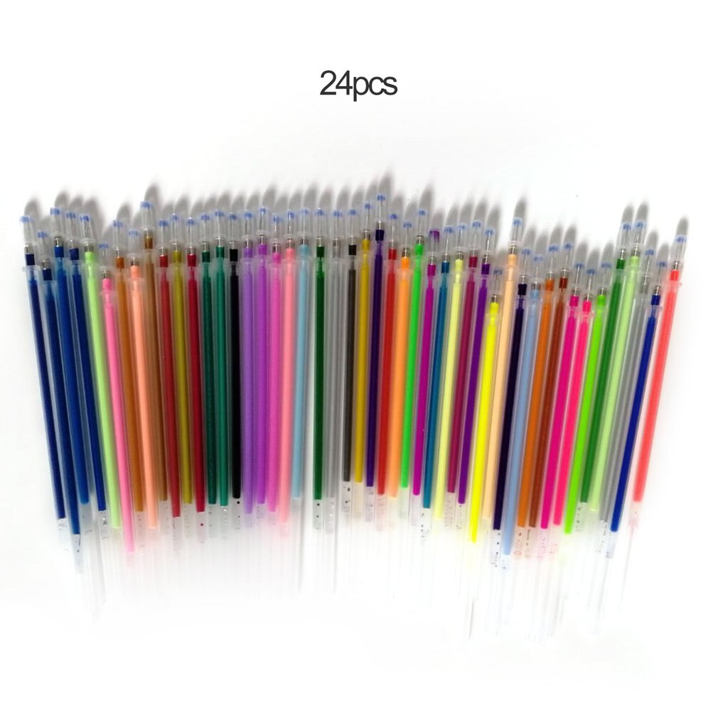 24 Color Colorful Gel Pen Fluorescent Refills Colo... – Grandado