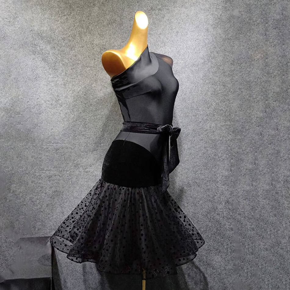 One Side Sleeve and Shoulder Latin Dance Dress Dan... – Grandado