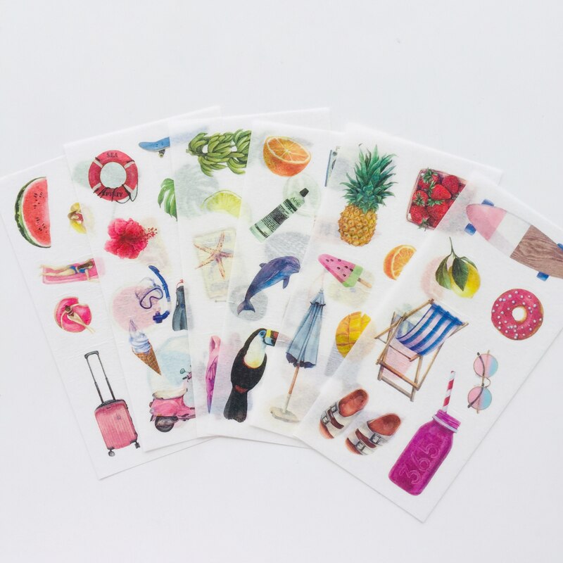 6 Sheet Summer Hawaii Vacation Washi Paper Decorat... – Grandado