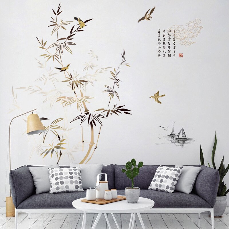 Chinese Style Wall Stickers Bamboo Ink Painting Vi... – Grandado