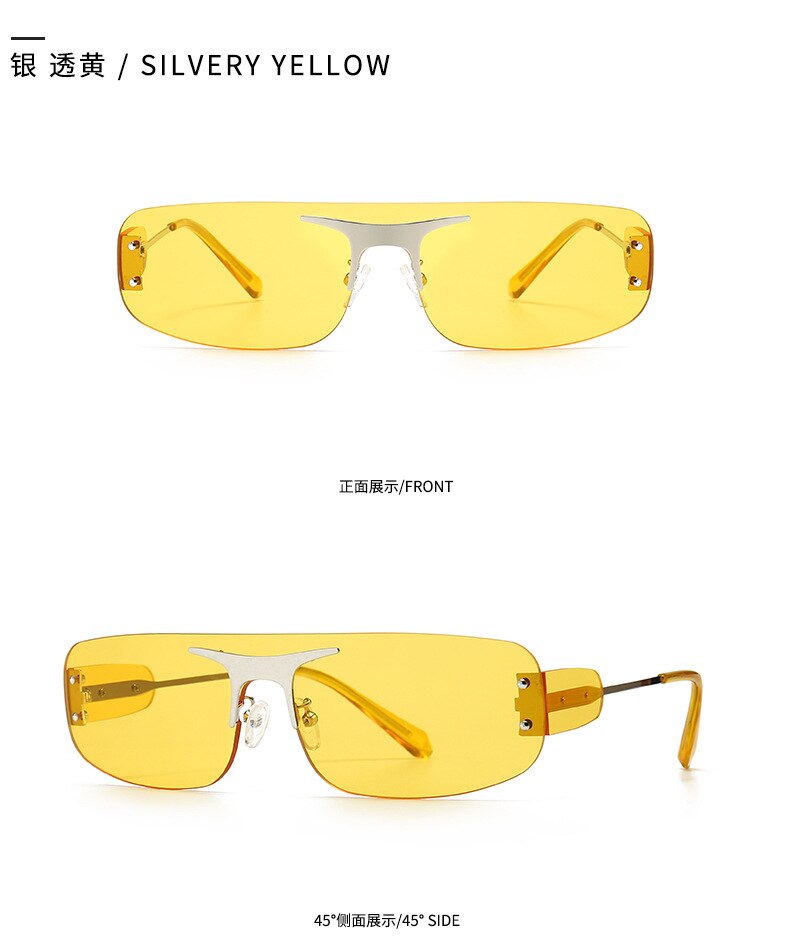 Vintage Metal Rimless Red Sunglasses Men Brand Fra... – Grandado