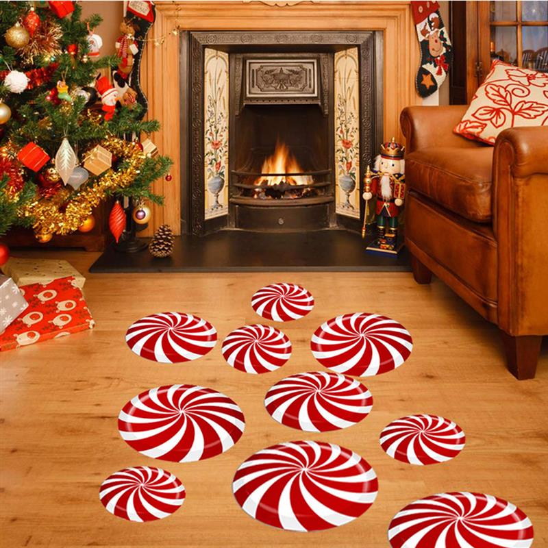 12Pcs Christmas Floor Sticker Round Candy Floor St... – Grandado