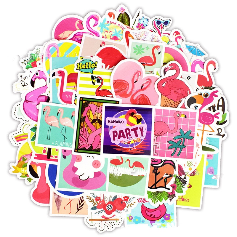 50pcs Hawaii Party Flamingo Stickers for DIY Tag S... – Vicedeal