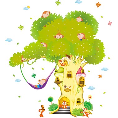 Monkeys Trees Wall Stickers PVC Material DIY Anima... – Grandado