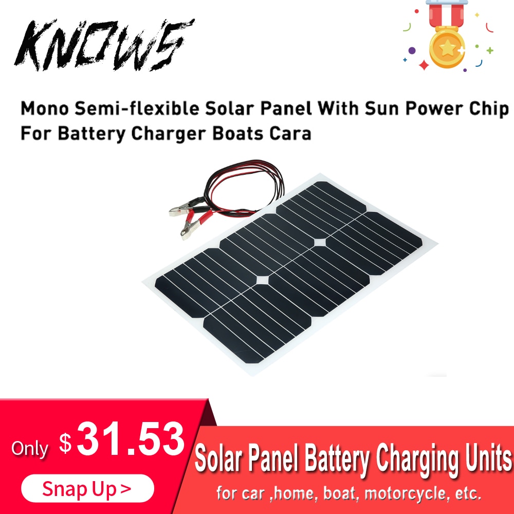Auto Accessory Solar Panel 20W 12V Semi Flexible S... – Grandado
