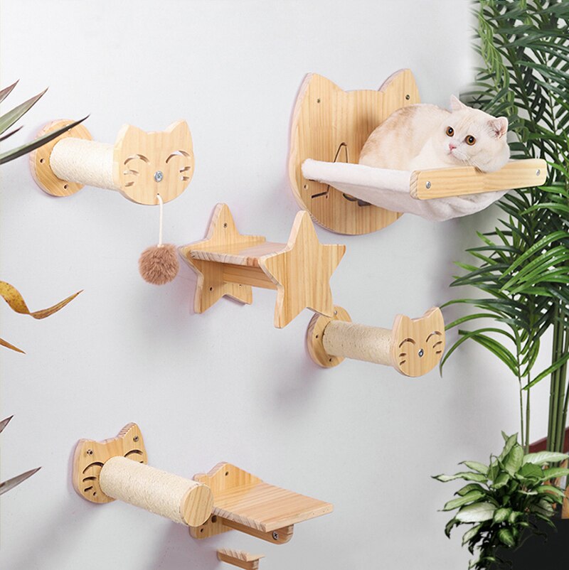 Solid Wood Cat Jumping Platform Wall Mounted Cat C... – Grandado