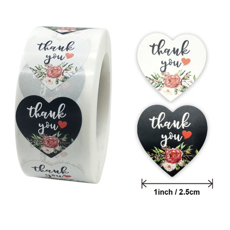 500 stk hjerte tak klistermærker guld folie forseg... – Vicedeal