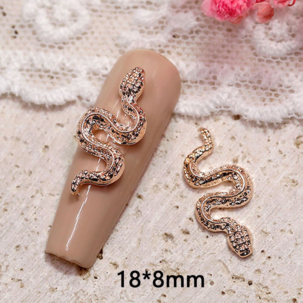 100pcs/Bag 3D Alloy Snake Nail Charms Retro Metal ... – Grandado