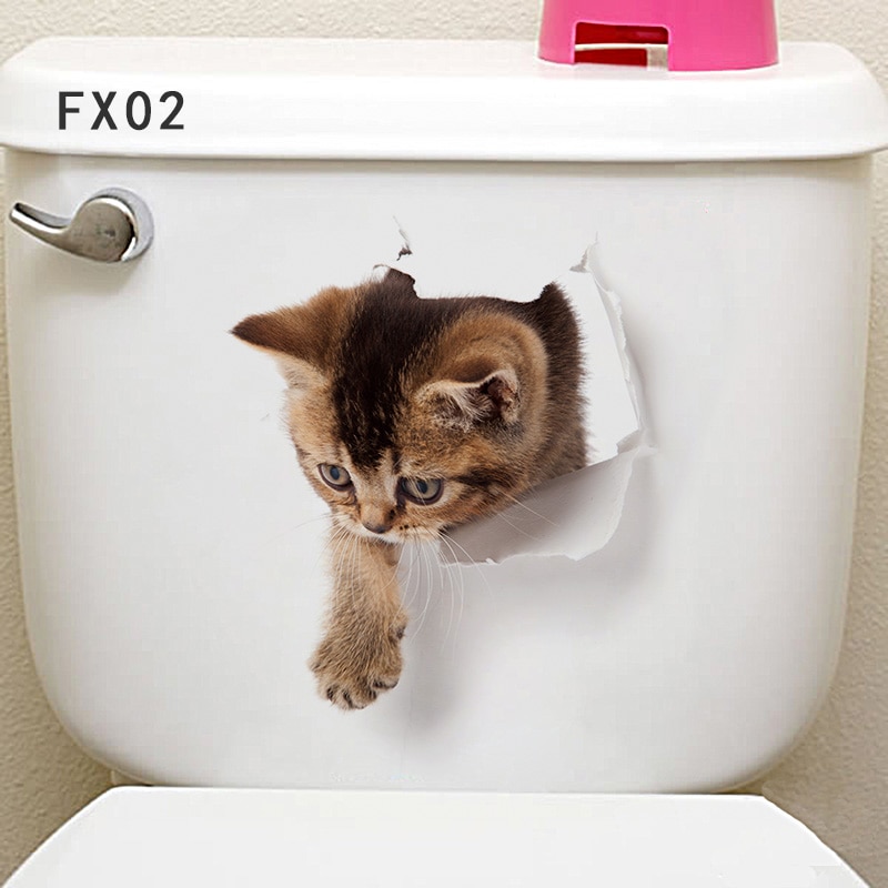 DIY 3D Cute Cat Dog Animal Toilet Stickers Waterpr... – Vicedeal