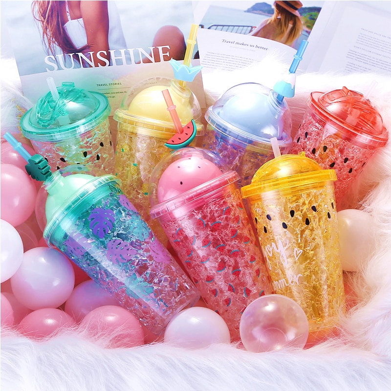 Double Layer Plastic Straw Cup Healthy Cold Drink ... – Grandado
