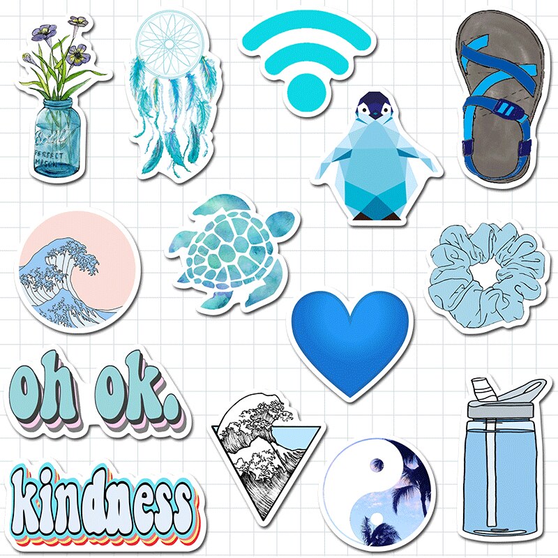 SEAAN 50PCS Blue Skateboard Stickers Vinyl Laptop ... – Grandado