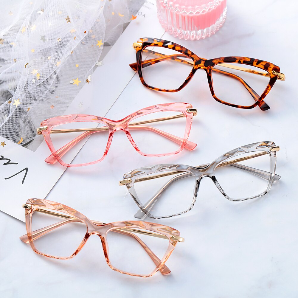 Cat Eye Bril Frame Facet Crystal Brillen Vierkante... – Grandado