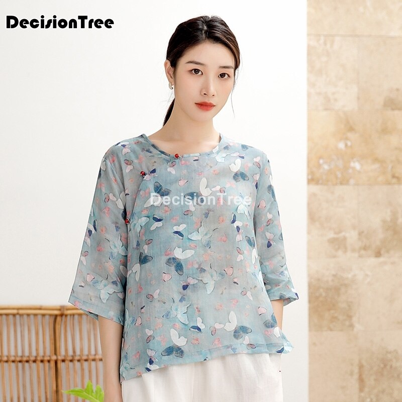 vintage floral print traditional chinese clothing ... – Vicedeal
