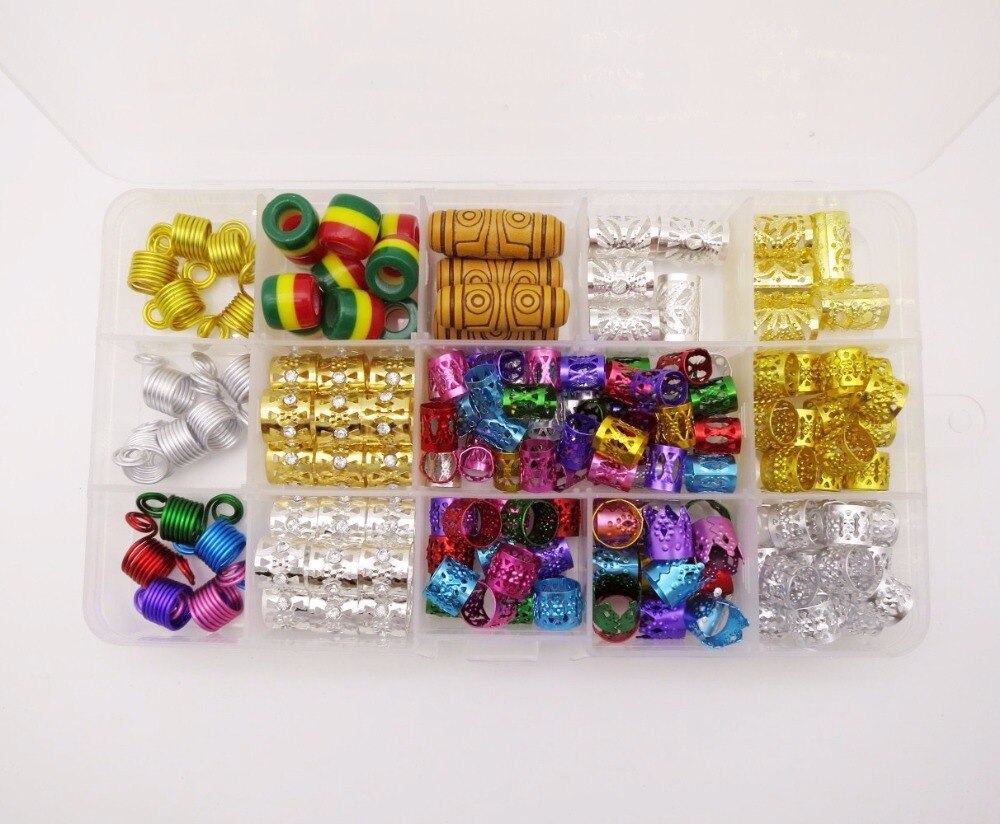 168 pcs/box Mix different Metal Acrylic Hair braid... – Grandado