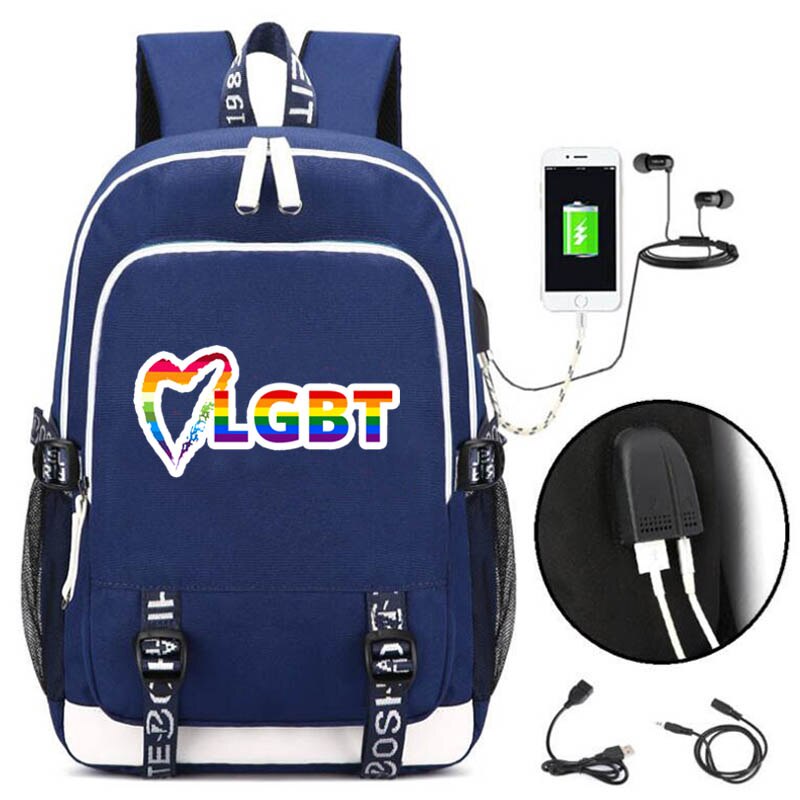 Unisex Waterproof Men LGBT Rainbow Backpack Travel... – Grandado