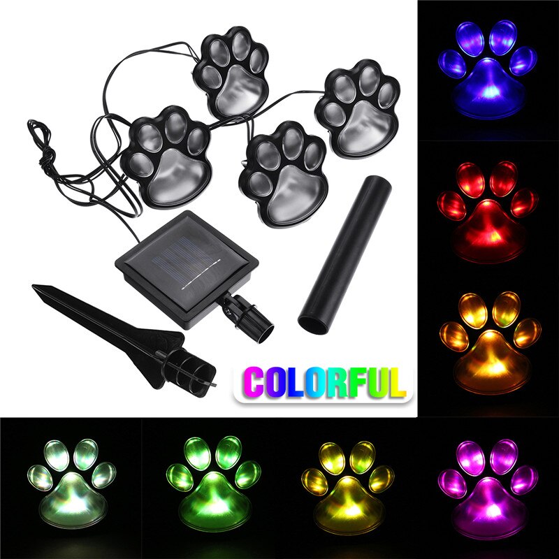 4 Piece LED Solar Footprint Lights Dog Pet Animal ... – Vicedeal
