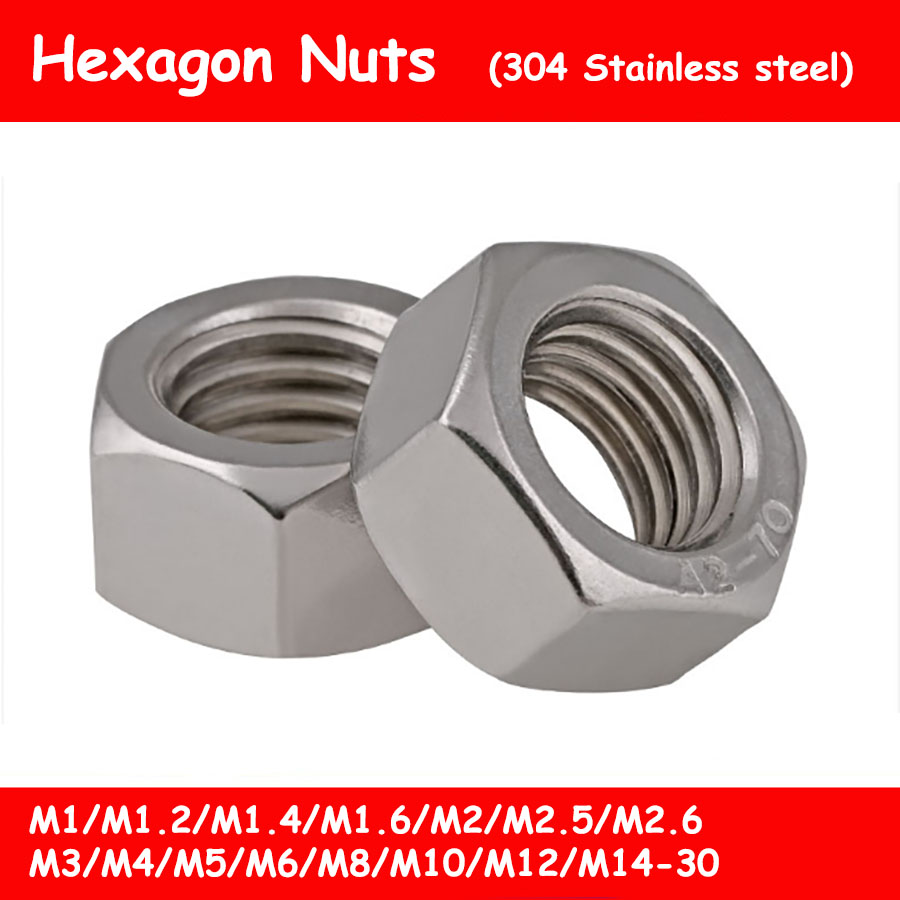 304 Stainless Steel Nut M1/M1.2/M1.4/M1.6/M2/M2.5/... – Grandado